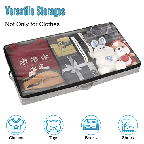 TidyCorner 2-Pack Under Bed Storage Containers, 4.5 Inches Tall Low Profile Underbed Clothes Storage Organizer Bin with Sturdy Sidewalls/Bottom, Under the Bed Storage Bags 2 Storage Thin Bins