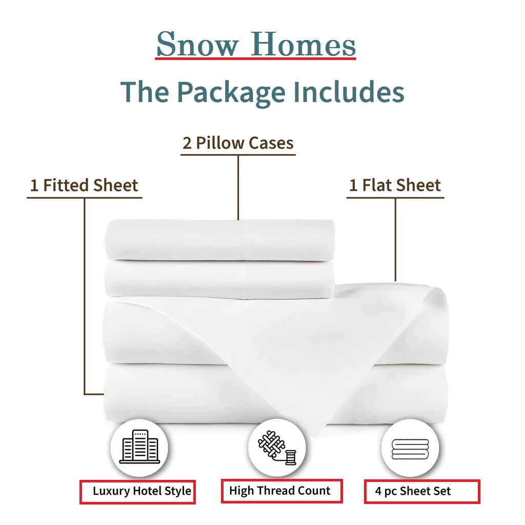 snowhomes 100% Cotton Bedding Set Navy Blue Full Size Sheets-Long Staple Cotton 4-Piece Bed Sheet Set 800-Thread Count, Fits Mattress Upto 15" Deep Pockets, Luxury Bedlinen Set