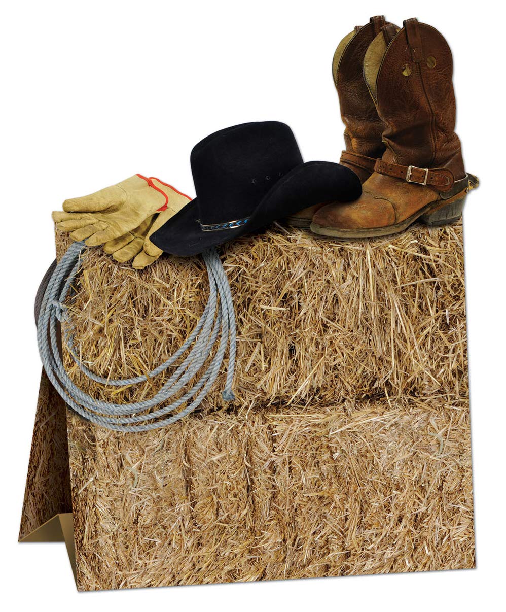 3-D Western Centerpiece Party Accessory (1 Count) (1/Pkg) & Wanted Photo Booth Fun Selfie Frame Western Party Supplies, 15.5" x 23.5", Multicolored