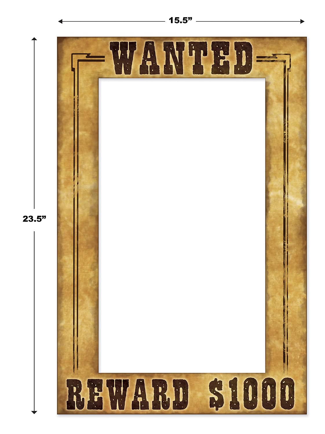 3-D Western Centerpiece Party Accessory (1 Count) (1/Pkg) & Wanted Photo Booth Fun Selfie Frame Western Party Supplies, 15.5" x 23.5", Multicolored