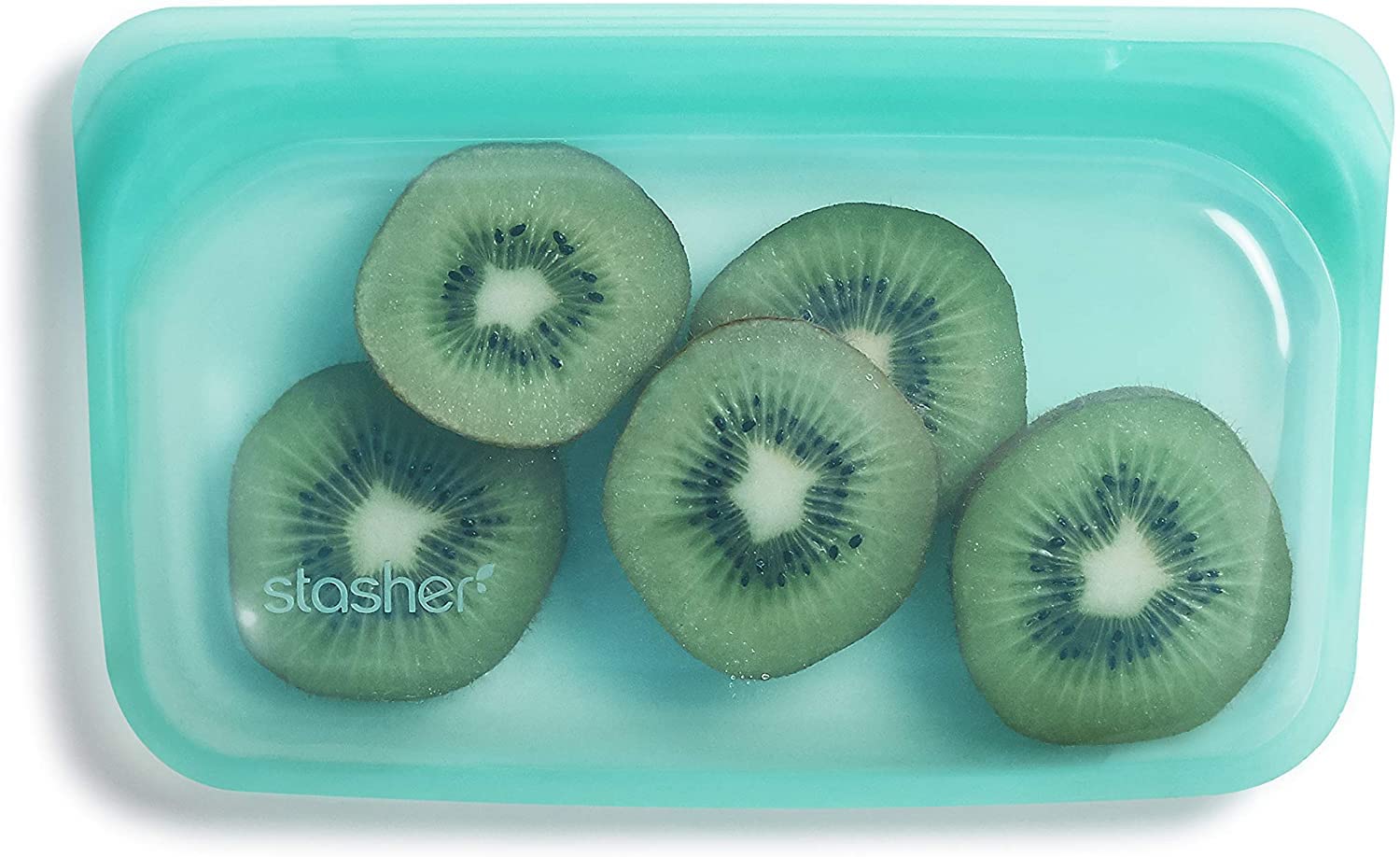 Stasher Reusable Silicone Storage Bag, Food Storage Container & Reusable Silicone Storage Bag, Food Storage Container, Microwave and Dishwasher Safe, Leak-free, Snack, Aqua