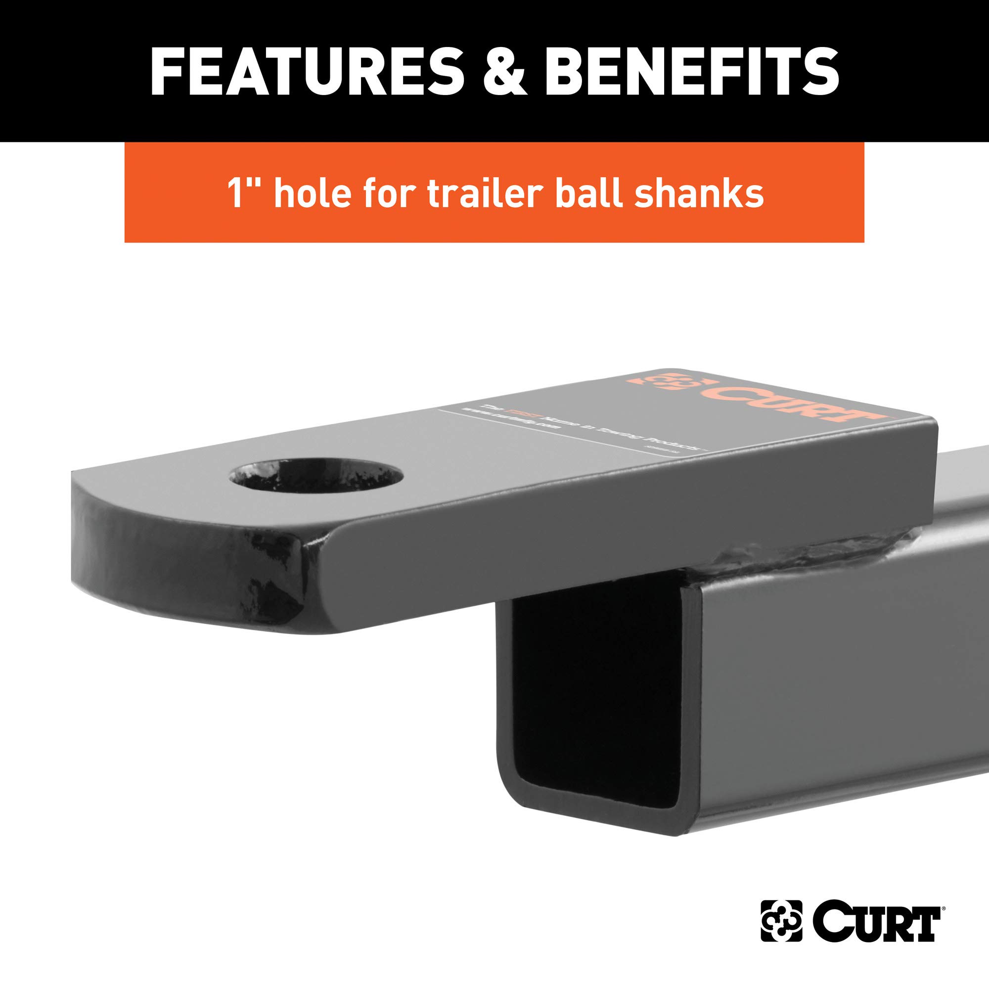 CURT 45010 Class 3 Trailer Hitch Ball Mount, Fits 2-Inch Receiver, 7,500 lbs, 1-Inch Hole, 2-In Drop, 3/4-Inch Rise