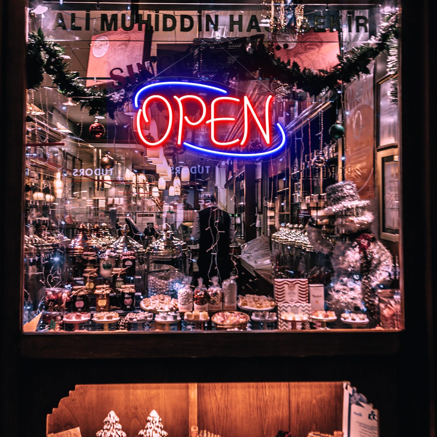 HAJAE Open Signs for Business, 16.5"x 8.4" Dimmable Neon Open Sign, USB Powered Large Open Signs for Party Bar Salon Stores Offices Wall Decor, Open Sign Led