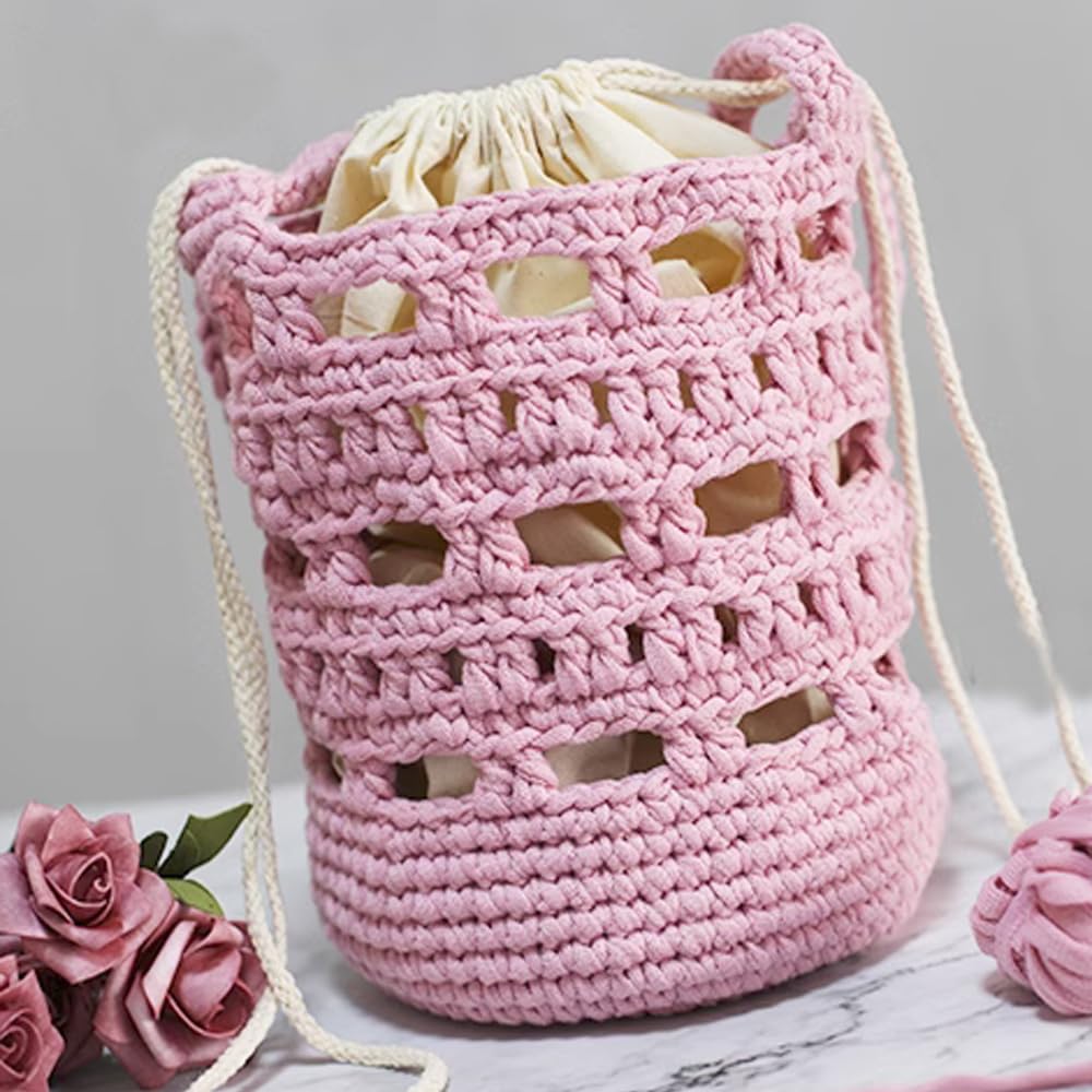 200g Blue Gray Crochet Yarn Basket Crochet Bag Fabric Yarn Cotton Cloth T-Shirt Yarn Ribbon Yarn