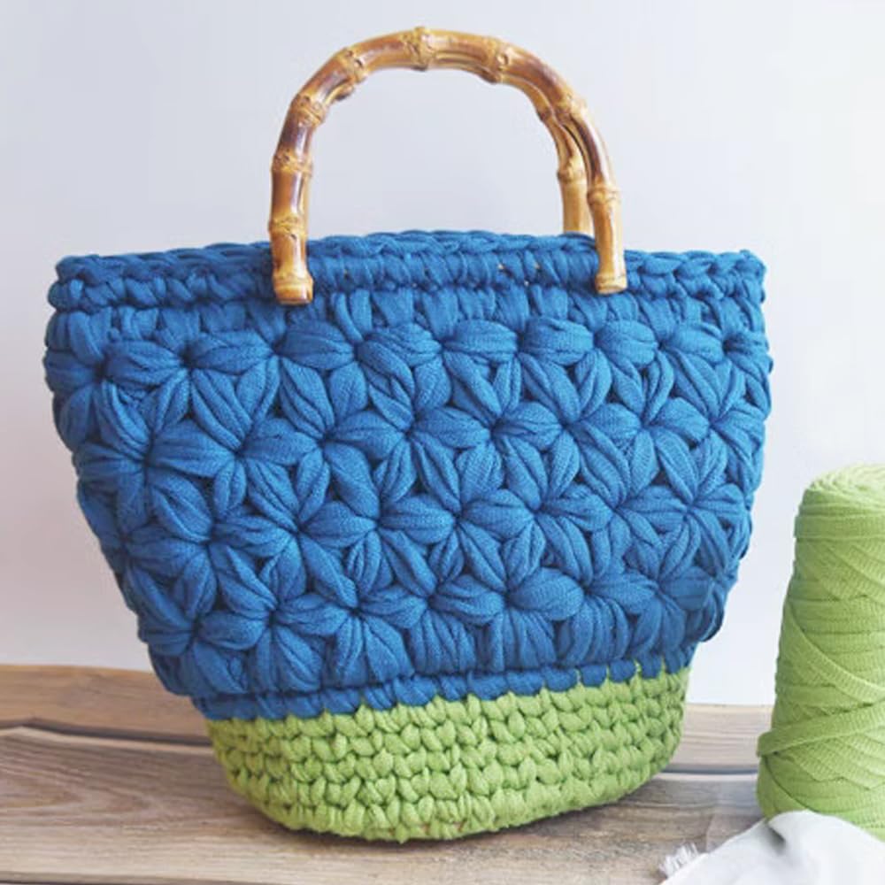 200g Blue Gray Crochet Yarn Basket Crochet Bag Fabric Yarn Cotton Cloth T-Shirt Yarn Ribbon Yarn
