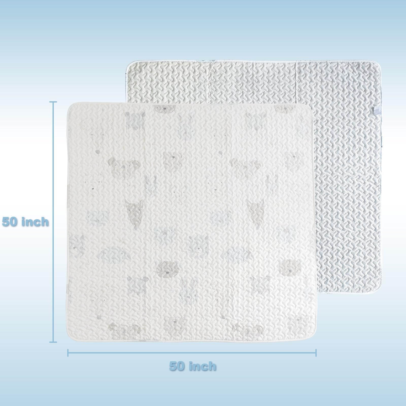 Cartoon Baby Play Mat, Baby Crawling Mat Foldable 50 x 50'' Washable, Thick Playpen Mat, Portable Baby Floor Activity Mat for Playpen Toddler Tummy Time Activity