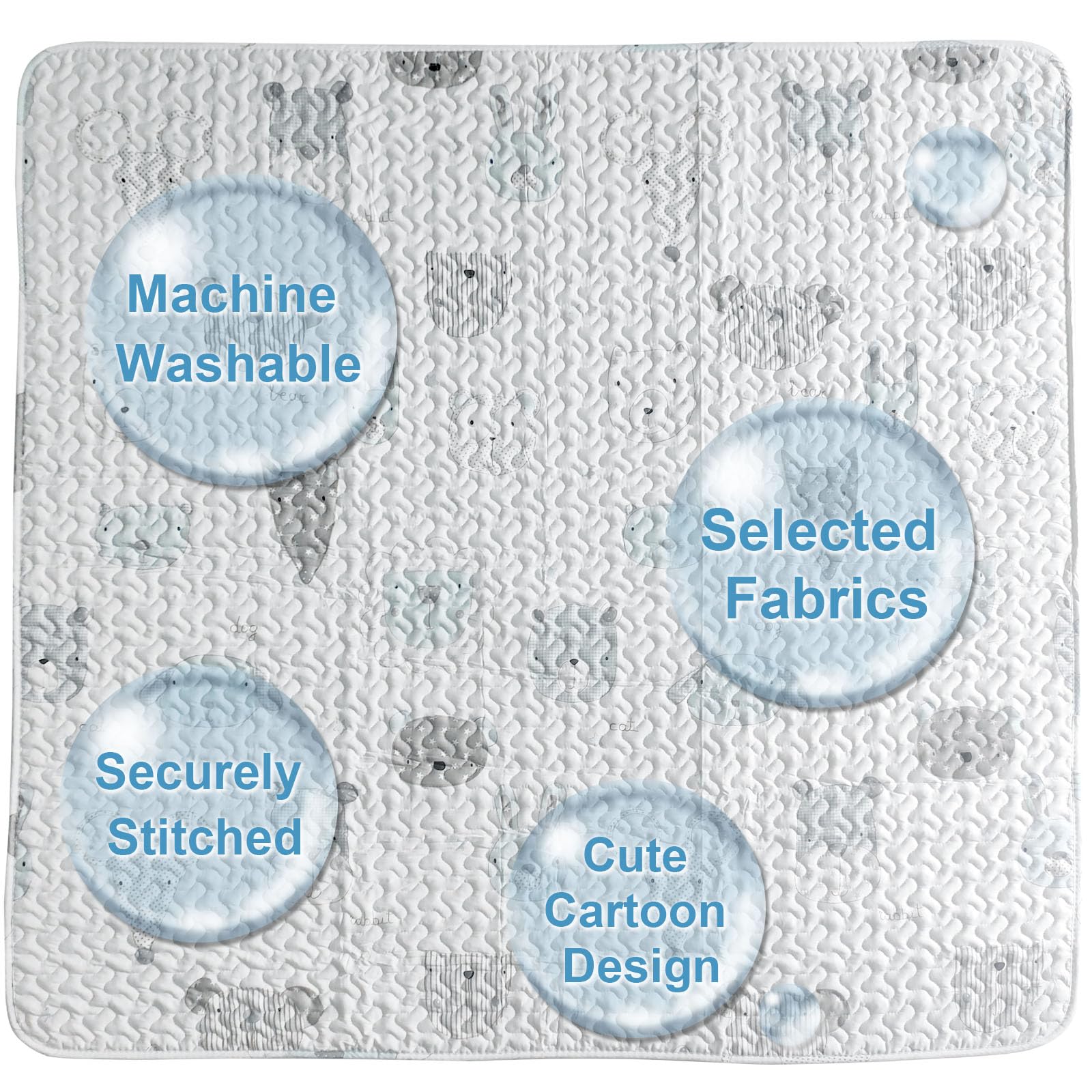 Cartoon Baby Play Mat, Baby Crawling Mat Foldable 50 x 50'' Washable, Thick Playpen Mat, Portable Baby Floor Activity Mat for Playpen Toddler Tummy Time Activity