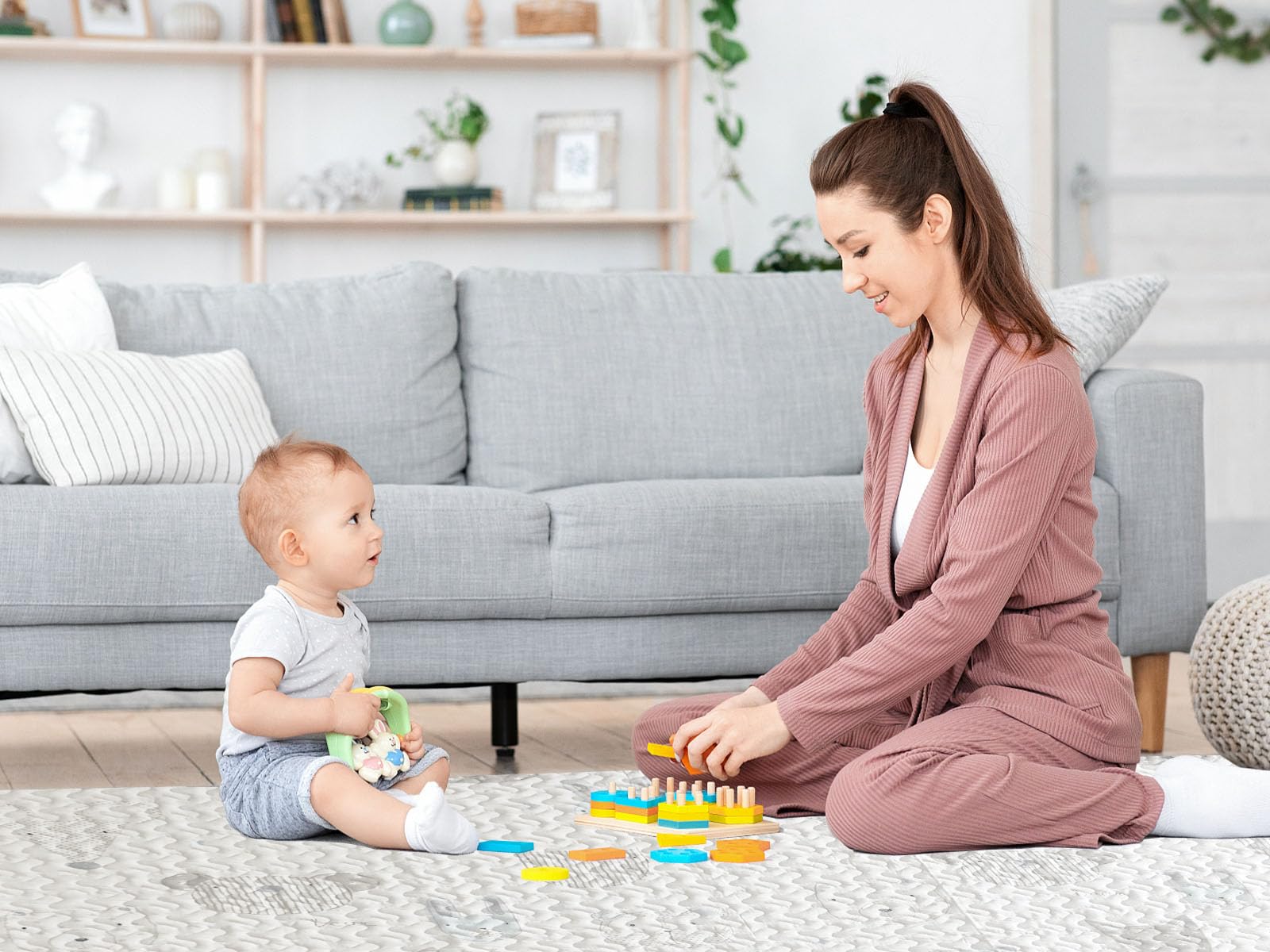 Cartoon Baby Play Mat, Baby Crawling Mat Foldable 50 x 50'' Washable, Thick Playpen Mat, Portable Baby Floor Activity Mat for Playpen Toddler Tummy Time Activity