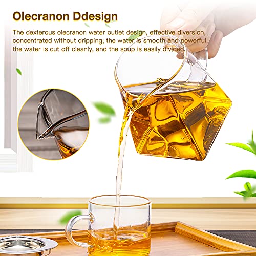 12 oz Pitcher Glass Tea Pitcher Small Glass Pitcher High Temperature Resistant Clear Glass Tea Cup Chinese Kungfu Teaset 350ml Fair Cups with Handle Cha Hai Gong Dao Bei Gongfu Teaware Drinkware