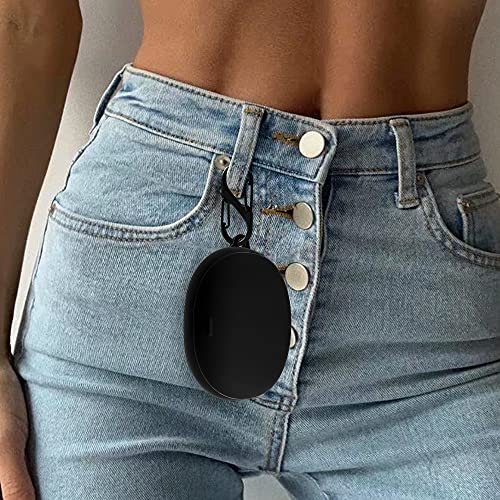Geiomoo Silicone Carrying Case Compatible with Anker Soundcore Liberty 2 Pro, Portable Scratch Shock Resistant Cover with Carabiner (Black)