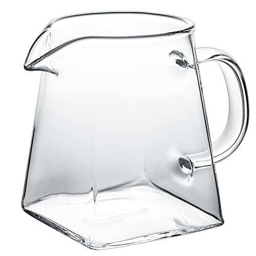 12 oz Pitcher Glass Tea Pitcher Small Glass Pitcher High Temperature Resistant Clear Glass Tea Cup Chinese Kungfu Teaset 350ml Fair Cups with Handle Cha Hai Gong Dao Bei Gongfu Teaware Drinkware