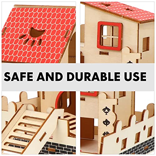STOBOK 1Pc Wooden Hamster House with Ladders, Hamster Toys Hamster Hideout Hamster Maze Hamster Platform Gerbil Toys Hamster Cage Accessories for Small Animals