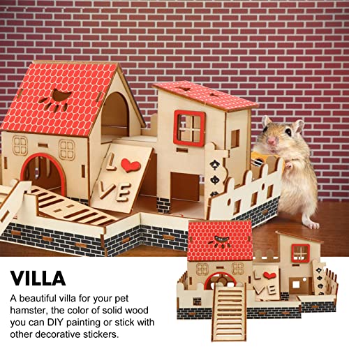 STOBOK 1Pc Wooden Hamster House with Ladders, Hamster Toys Hamster Hideout Hamster Maze Hamster Platform Gerbil Toys Hamster Cage Accessories for Small Animals