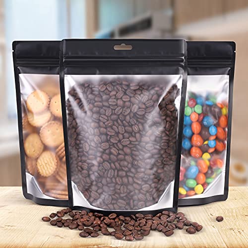 Resealable Bags, Mylar Bags Smell Proof Bags with Clear Window,Packaging Bags for Storage Coffee Beans, Cookie, Lipstick, Candy,150 Pieces, 6"x9"&4"x6"