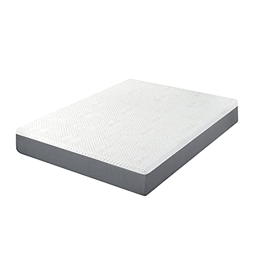 PrimaSleep 10 Inch Gel Infused Superior high-Density Memory Foam Mattress, CertiPUR-US® Certified, Gray, Queen