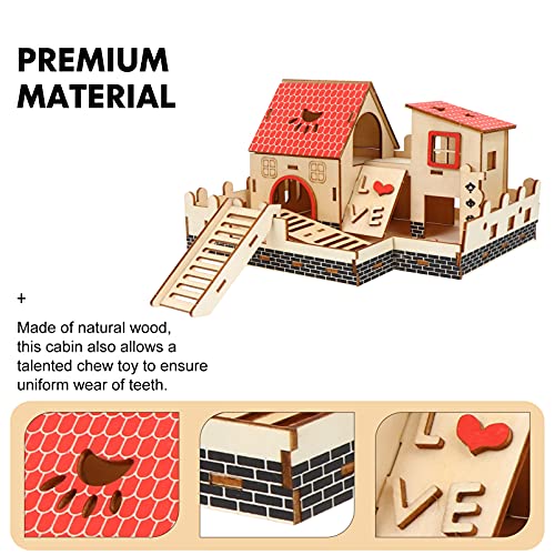 STOBOK 1Pc Wooden Hamster House with Ladders, Hamster Toys Hamster Hideout Hamster Maze Hamster Platform Gerbil Toys Hamster Cage Accessories for Small Animals