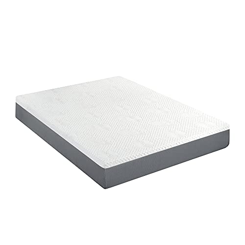 PrimaSleep 10 Inch Gel Infused Superior high-Density Memory Foam Mattress, CertiPUR-US® Certified, Gray, Queen