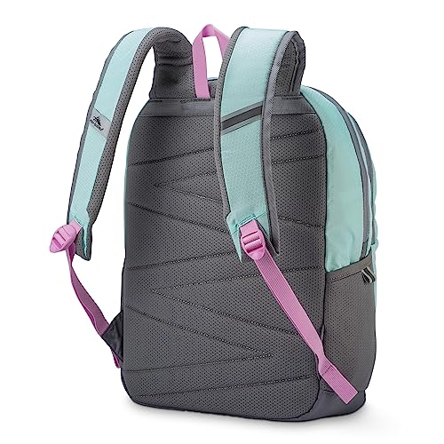 High Sierra Outburst 2.0 Carry-On Daypack Book Bag with Padded Laptop Tablet Sleeve, 360 Degree Reflectivity, Fits Most 15.6" Laptops, 28L, Sky Blue/Iced Lilac