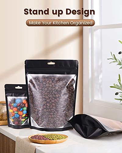 Resealable Bags, Mylar Bags Smell Proof Bags with Clear Window,Packaging Bags for Storage Coffee Beans, Cookie, Lipstick, Candy,150 Pieces, 6"x9"&4"x6"
