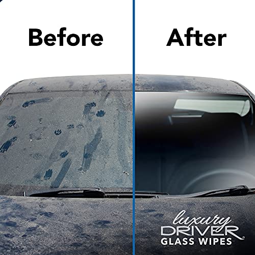 Car Glass Cleaner Wipes for Car interior Cleaning for Glass Wipes for Car Windows for Windshield for Glasses or Mirrors, Kitchen, Home and Auto by Luxury Driver - Ocean Breeze (6 Resealable Packs)