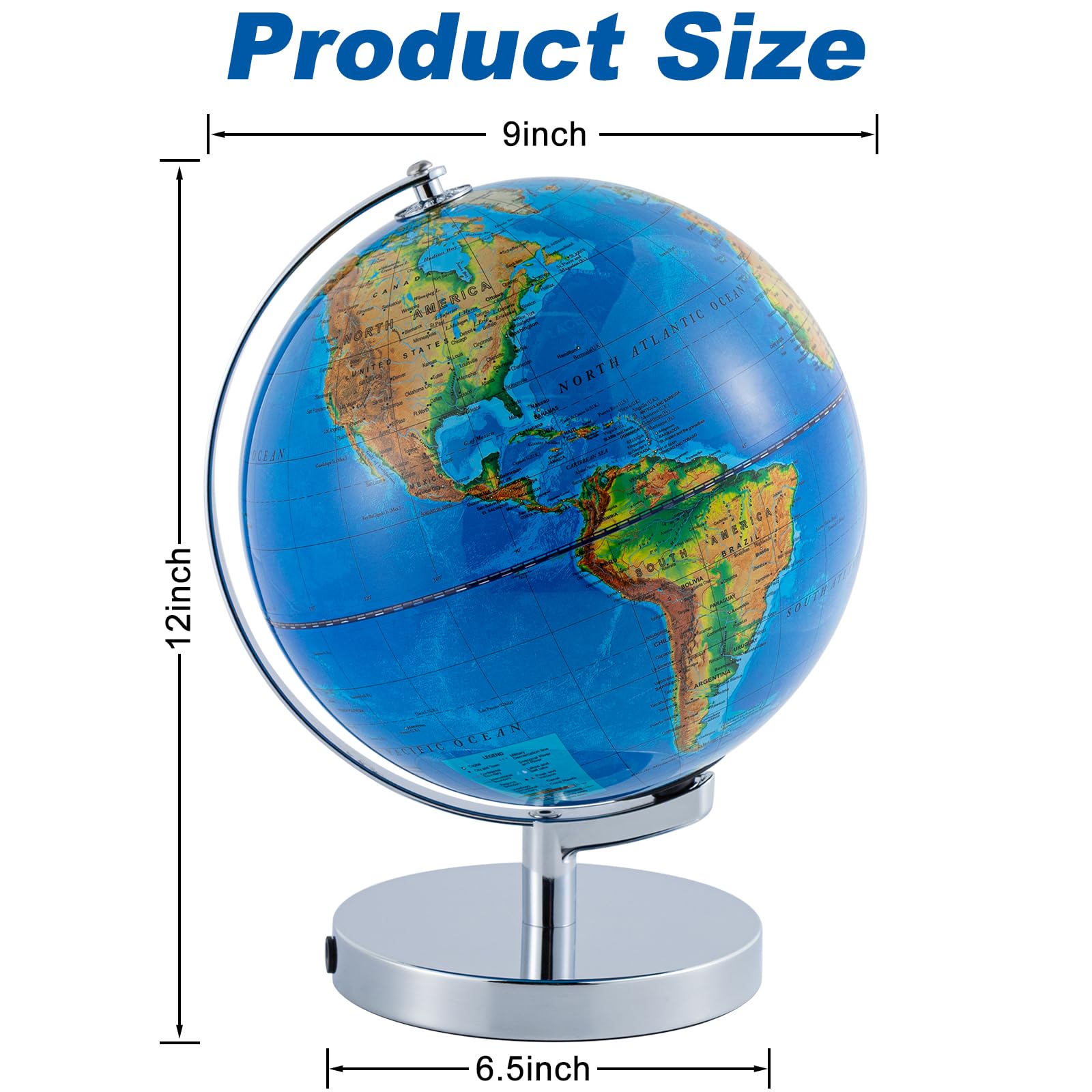 World Globe for High Clear Map Globe,9" Illuminated Constellation Globe,Educational Geographic Globe,Decor for Home Office Classroom