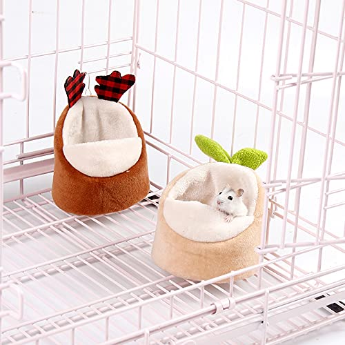 ABLAZEZAI Hamsters Bed House Cage Supplies Accessories for Sugar Glider (Brown)