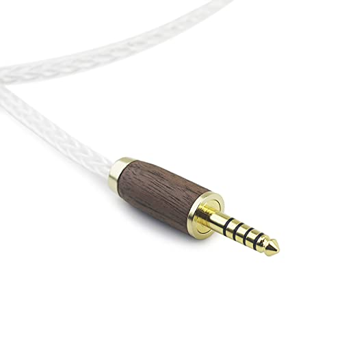 NewFantasia 4.4mm Male to Male Balanced 5 Pole Headphone Audio Adapter Cable 8 Cores 6N OCC Copper Single Crystal Silver Plated Wire Walnut Wood Shell 4.4mm to 4.4mm Male 15cm