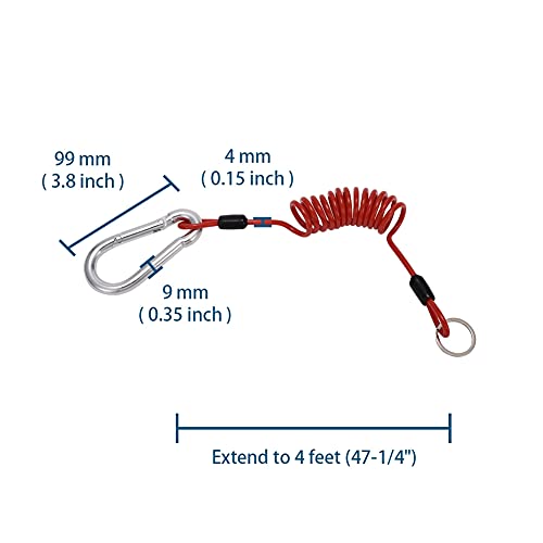 JSCARLIFE 4' Breakaway Trailer Cable, Trailer Brake Cable RV Stainless Steel Spring Towing Coiled Wire Safety Straps Ground Clip to Coiled Safety Cables Strap for RV Towing Trail(2Pcs)