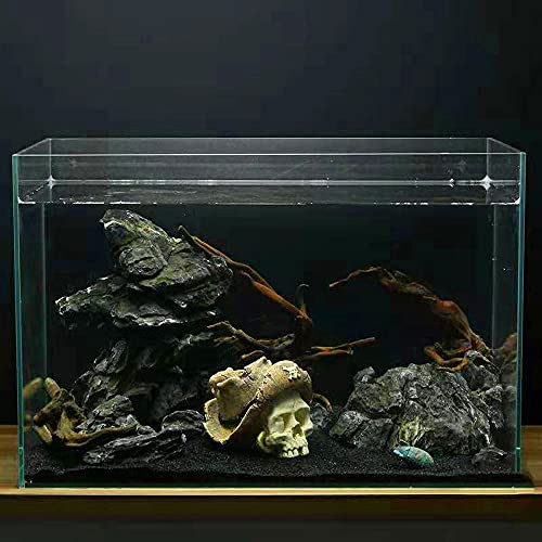 BCSIUHD Aquarium Ornament - Fish Tank Decorations Supplies Accessories Handsome Cowboy hat Pirate Skull Decor Resin Aquarium cave(Brown)