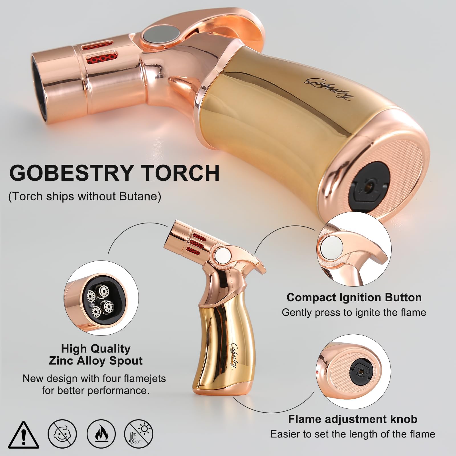 GOBESTRY Cocktail Smoker Kit with Torch – 6 Flavors Wood Chips – Bar Tools, Old Fashioned Cocktail Kit, Birthday Bourbon Whiskey Gifts for Men, Dad, Husband (Without Butane) (BLACK, One Size)