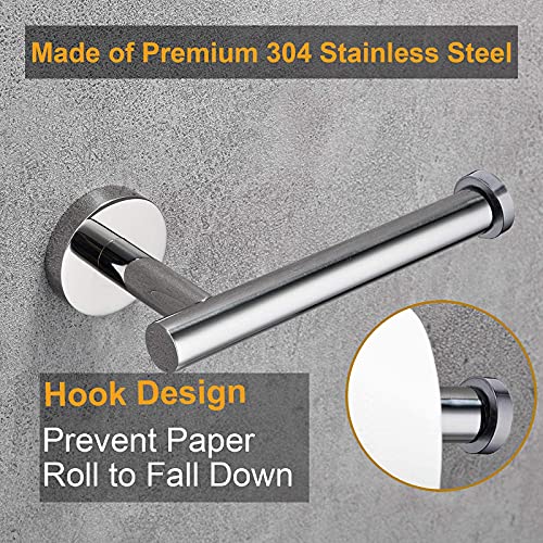 Polished Chrome Bathroom Hardware Set 4 Pieces SUS304 Stainless Steel Round Wall Mounted Set Including Towel Bar,Toilet Paper Holder, Robe Towel Hooks,Bathroom Accessories Kit