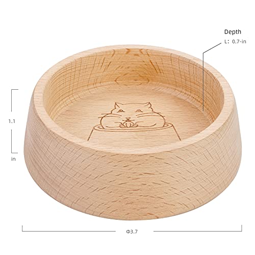 Niteangel Wooden Hamster Feeding Bowl - Small Animal Food Dish for Dwarf Syrian Hamsters Gerbils Mice Degus or Other Similar-Sized Small Pets (Hammy Pattern, for Syrian)