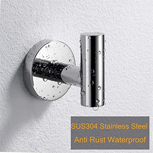 Polished Chrome Bathroom Hardware Set 4 Pieces SUS304 Stainless Steel Round Wall Mounted Set Including Towel Bar,Toilet Paper Holder, Robe Towel Hooks,Bathroom Accessories Kit