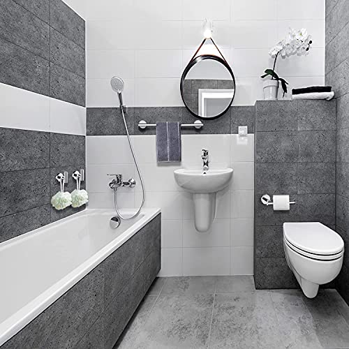 Polished Chrome Bathroom Hardware Set 4 Pieces SUS304 Stainless Steel Round Wall Mounted Set Including Towel Bar,Toilet Paper Holder, Robe Towel Hooks,Bathroom Accessories Kit