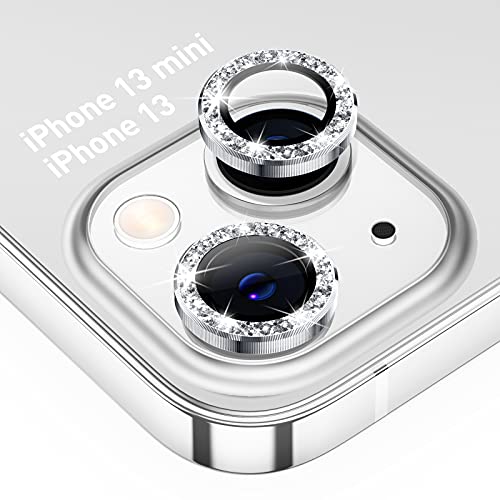 Tensea for iPhone 13 mini/iPhone 13 Camera Lens Protector, 9H Tempered Glass Camera Cover Screen Protector Metal Individual Ring for iPhone 13mini 5.4 inch / iPhone13 6.1 inch 2021