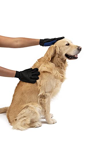 Furever Loyal Pet Grooming Gloves - Ultimate Brushing Tools for Cats & Dogs - Better for Hair Removal & Deshedding Than Brushes - The Original Five Finger Glove for Short & Long Fur (1 Pair, Red)