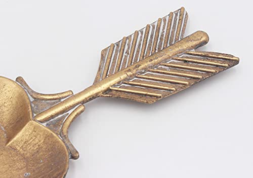 Funly mee Antique Trinket Dish Vintage Love arrow Gold Jewelry Tray , Marriage Ring Holder 8 x 3.3 inches