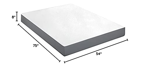 PrimaSleep 8 Inch Gel Infused Superior high-Density Memory Foam Mattress, CertiPUR-US® Certified, Gray, Full