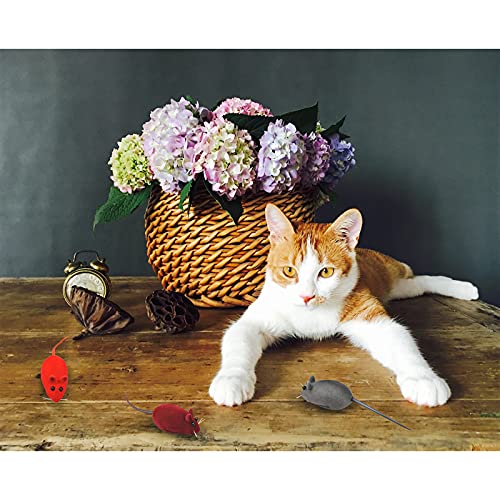 Andiker 3Pcs Cat Mouse Toy, Flocking Squeaking Mouse Cat Toy 3 Random Colors Soft Small Cat Toys for Indoor Cats Interactive Cat Toy for Cats and Kitten to Catch and Bit (3pcs)