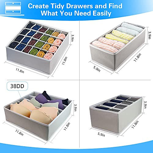 4 Set Laundry Bra Wash Bags + 4 Pack Foldable Clothes Drawer Organizer Set