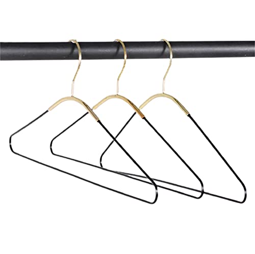 NMQQ Metal Hangers,Gold Black Bold Solid Suit Hangers,Home Clothing Store Display Clothes Hangers(2Pcs),Gold