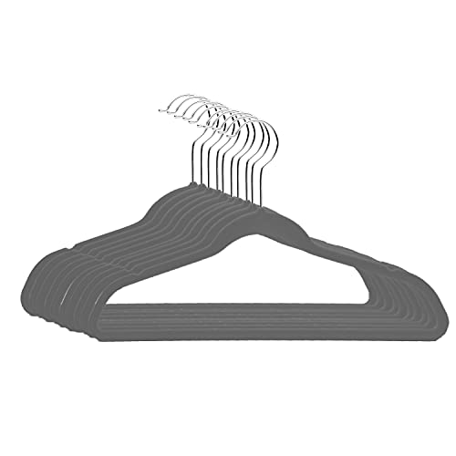 Simplify 10 Pack, Grey Childrens 10 PK Velvet Hangers