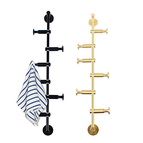 DNYSYSJ Rotating Coat Hooks, Wall-Mounted Coat Hooks Coat Rack, Vertical Wall Hanger with 6 Swivel Arms, Towel Hooks for Bathroom, Entryway Hooks for Scarves, Clothes, Handbags (Black)