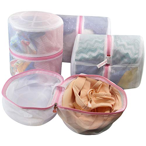 4 Set Laundry Bra Wash Bags + 4 Pack Foldable Clothes Drawer Organizer Set