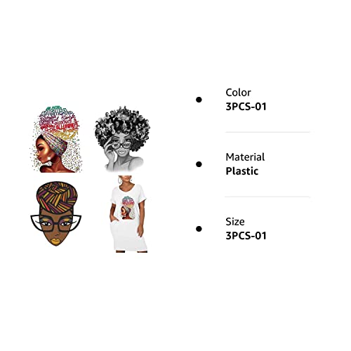 Black Smart Queendom Beauty Iron On Patches for Clothing DIY Transfer Decals on T-Shirt Hoodie Pillow 3Pcs