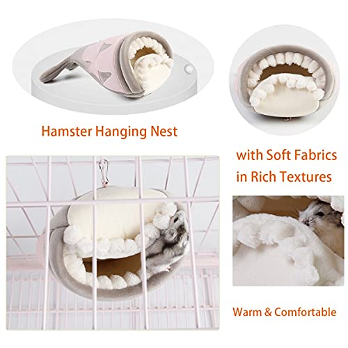 CooShou Hamster Sleeping Bed Small Animal Hanging House Sugar Glider Shark Hideout Cave Guinea Pig Cozy and Warm Sleep Nest Bag Cage House for Squirrel Chinchilla Hedgehog Ferret (Grey)