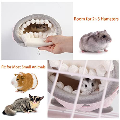 CooShou Hamster Sleeping Bed Small Animal Hanging House Sugar Glider Shark Hideout Cave Guinea Pig Cozy and Warm Sleep Nest Bag Cage House for Squirrel Chinchilla Hedgehog Ferret (Grey)