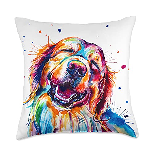 Weekday Best Smiling Golden Retriever Throw Pillow, 18x18, Multicolor
