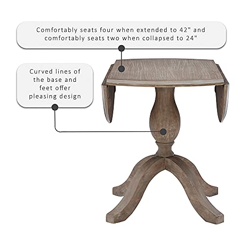 Linon Home Décor Mauro Antuque Rustic Brown Drop Leaf Dining Table