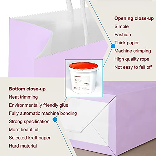 AZOWA Gift Bags Small Kraft Paper Bags with Handles (6.3 x 3.1 x 8.6 in, Pastel Purple, 12 CT)